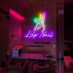 Finger Nails LED Neon Sign,nail Neon Lights Wall,nail Custom Business ...