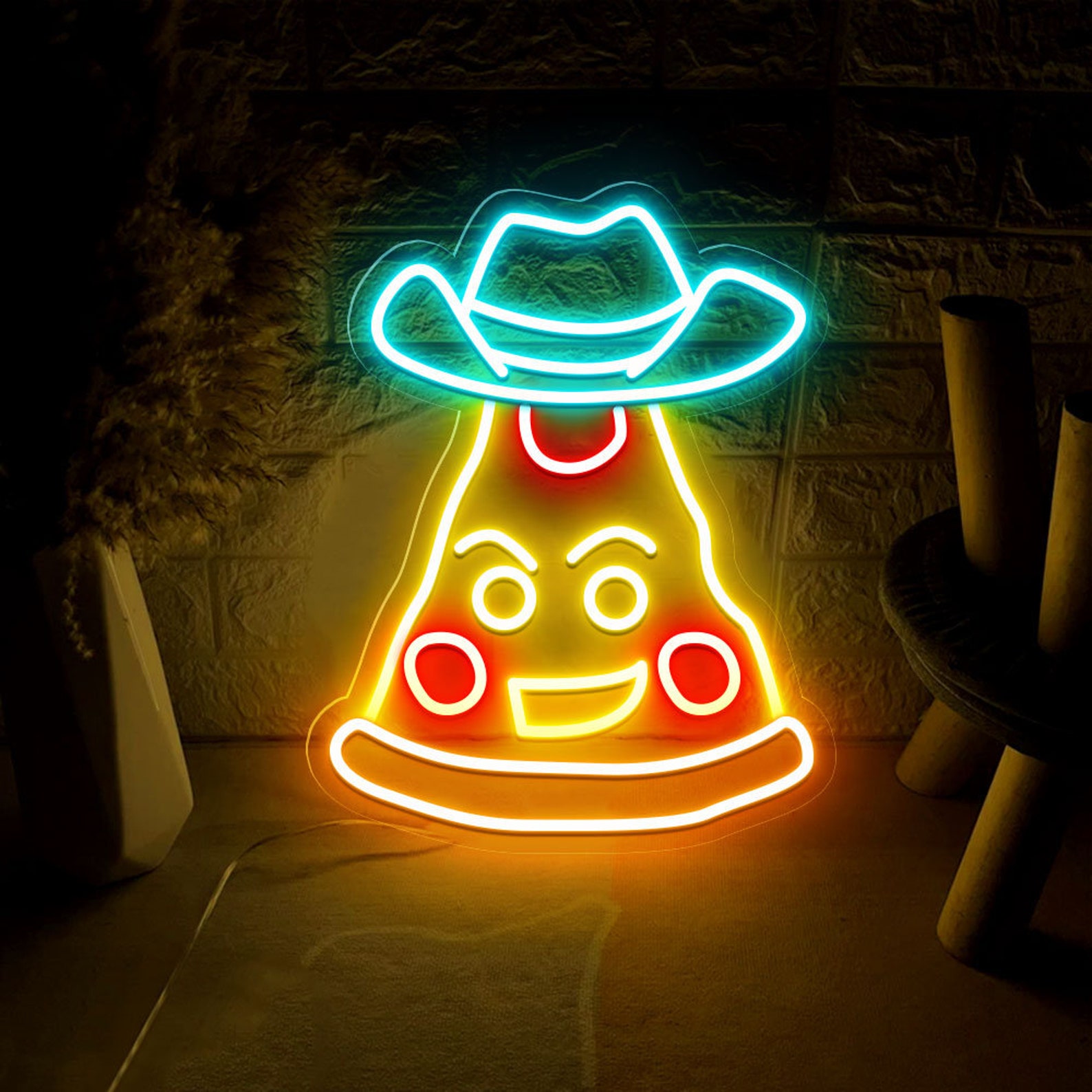Cowboy Pizza Neon Sign, Cowboy LED Sign, Texas Cowboy Pizza Sign ...