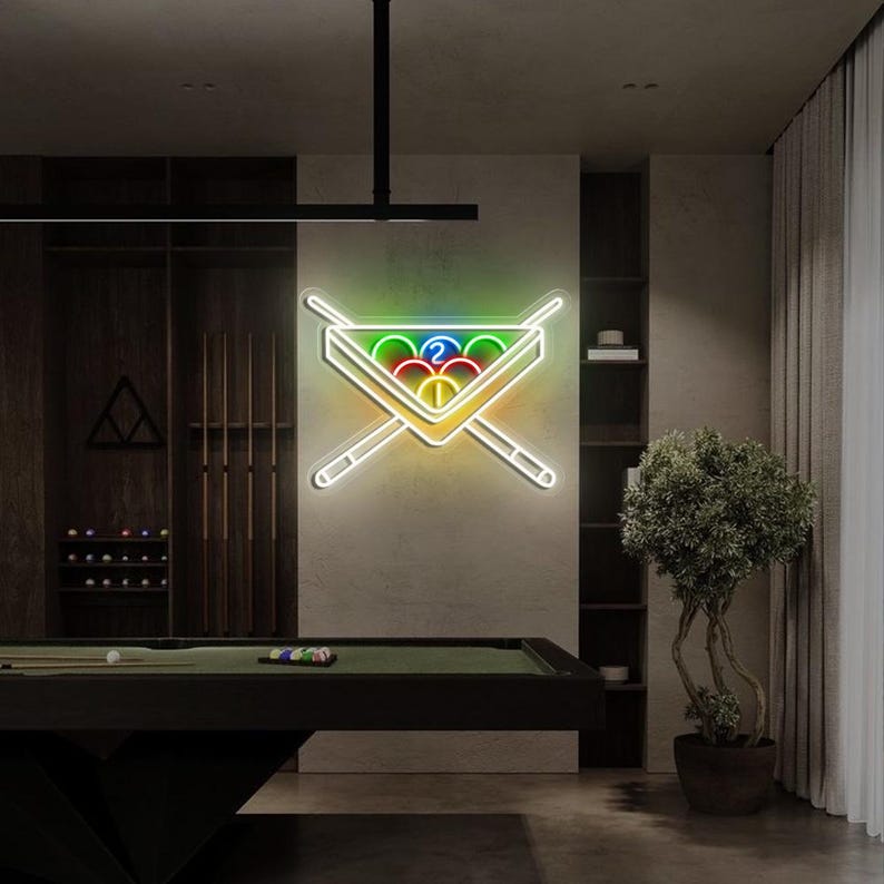 Billiard Neon Sign, Bia Neon Sign, Billiards Ball Neon Sign, Game Neon ...