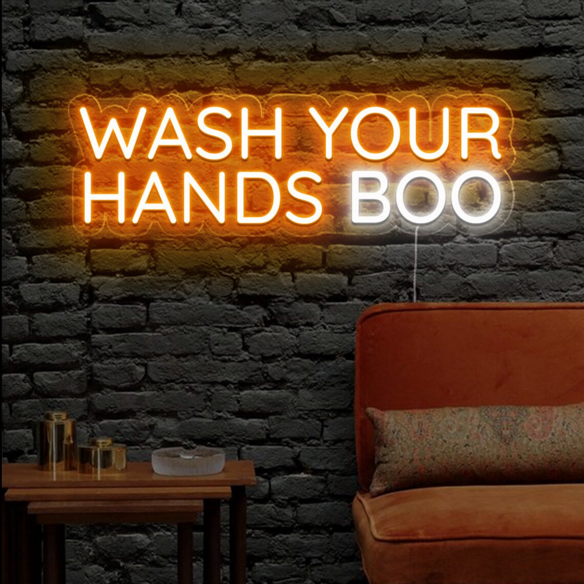 Wash Your Hands Boo Neon Sign,funny Bathroom Light Decor,personalize ...