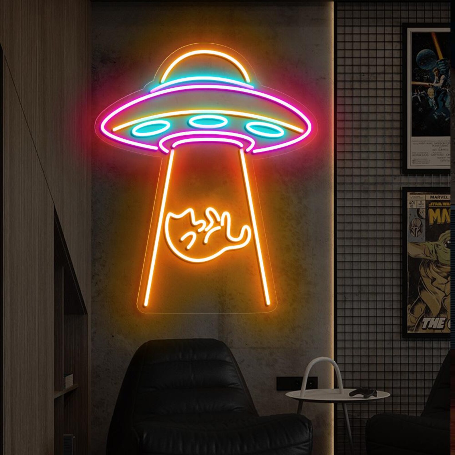 UFO Neon Led,astronaut/galaxy/space/sky Neon Sign,spaceship Neon Sign ...