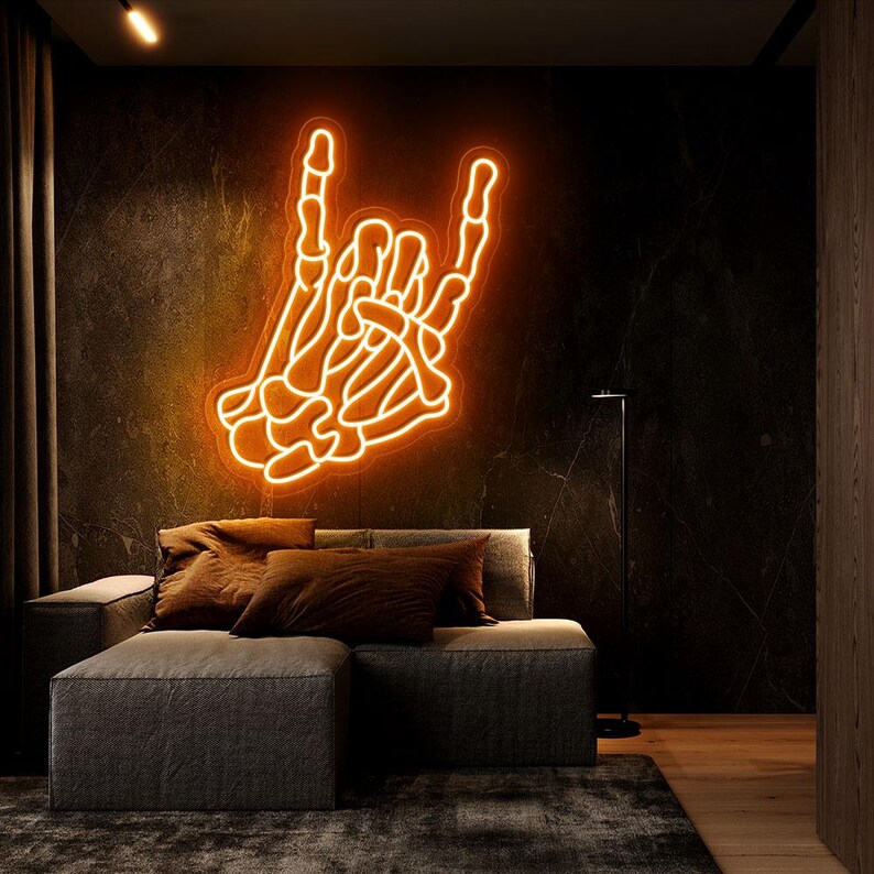 Skull Hand Neon Sign, Skeleton Neon Sign, Ghost Hand Neon Sign ...