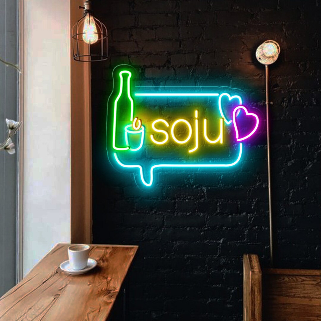 Korean Soju Neon Sign, Bar LED Sign Decor, Pub Beer Lights Sign,welcome ...
