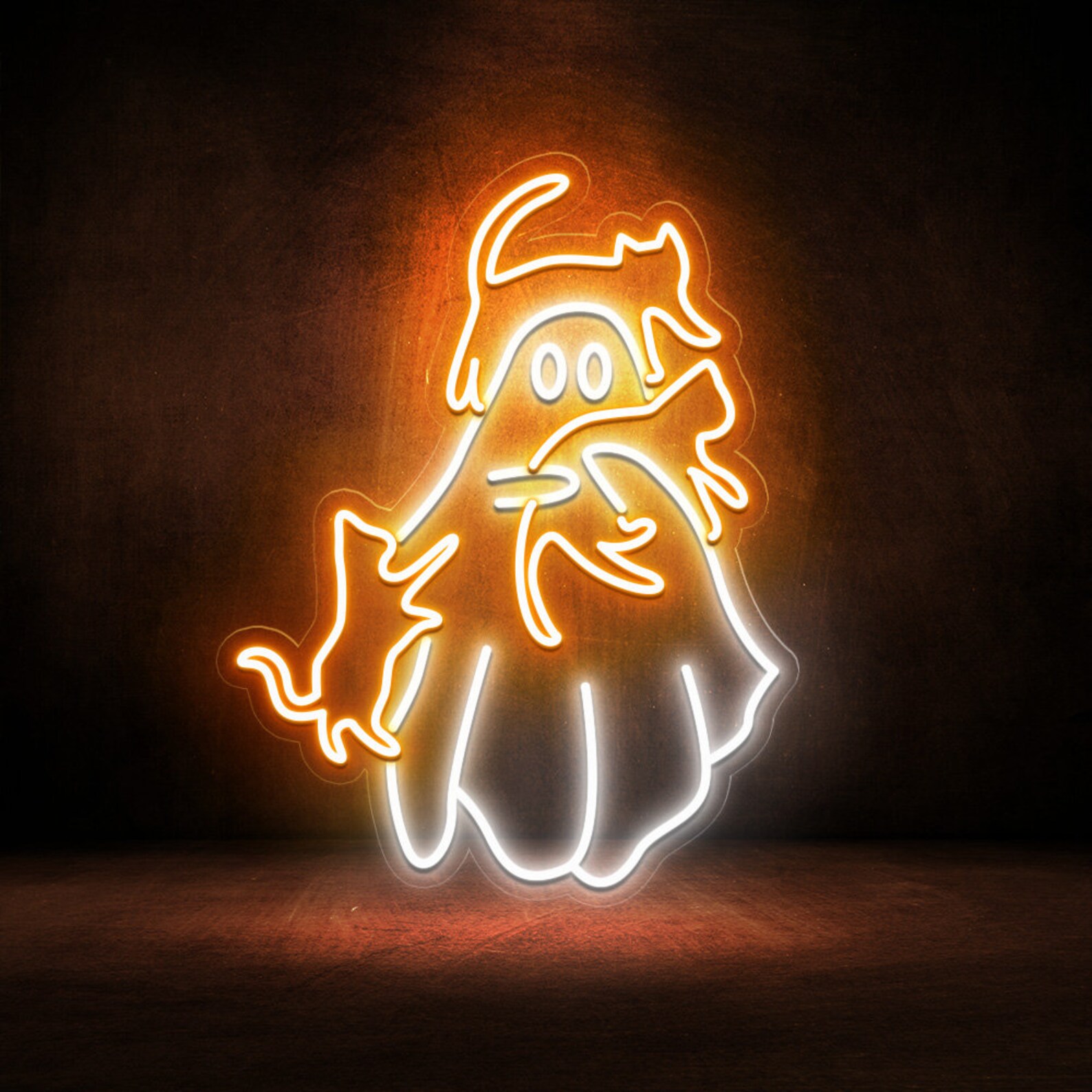 Cat Ghost Neon Sign,scary Ghost Led Sign,cat Mom Neon Sign,halloween ...