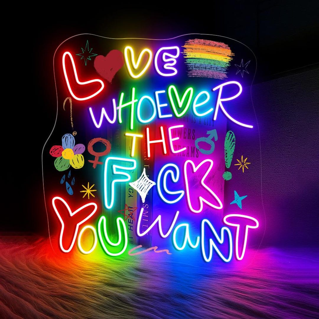 LGBTQ Love Pride Month Neon Sign Gift, Love Whoever You Want Neon Sign ...