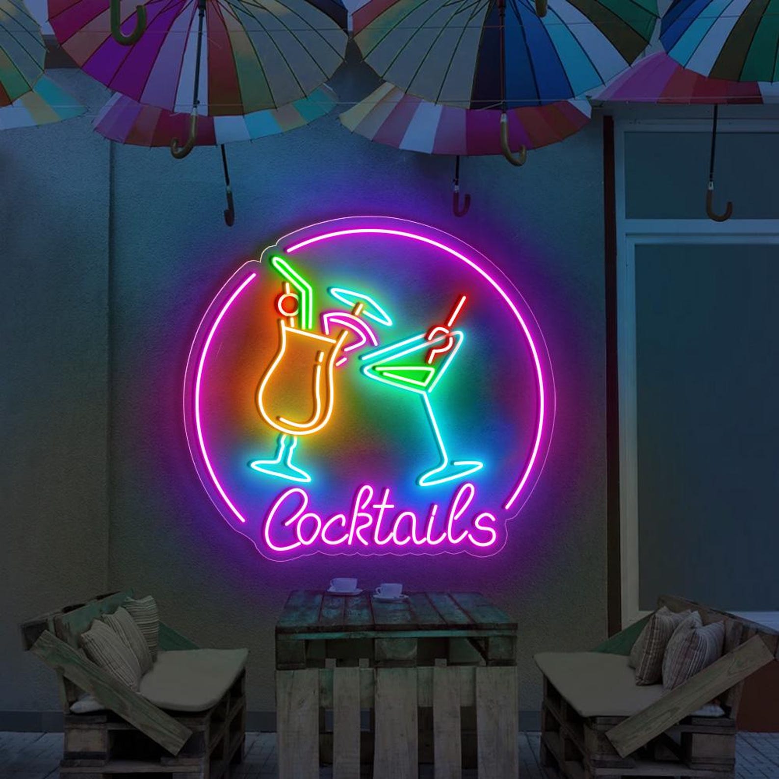 Cocktails Neon Sign, Martini LED Neon Sign, Martini Glass Neon Sign,pub ...