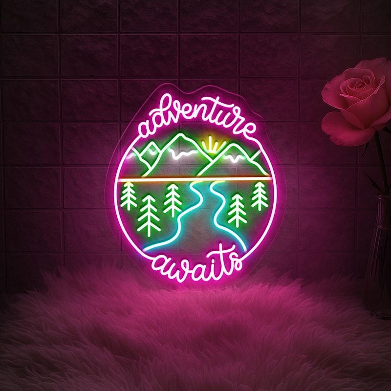 Neon Mountain - Etsy