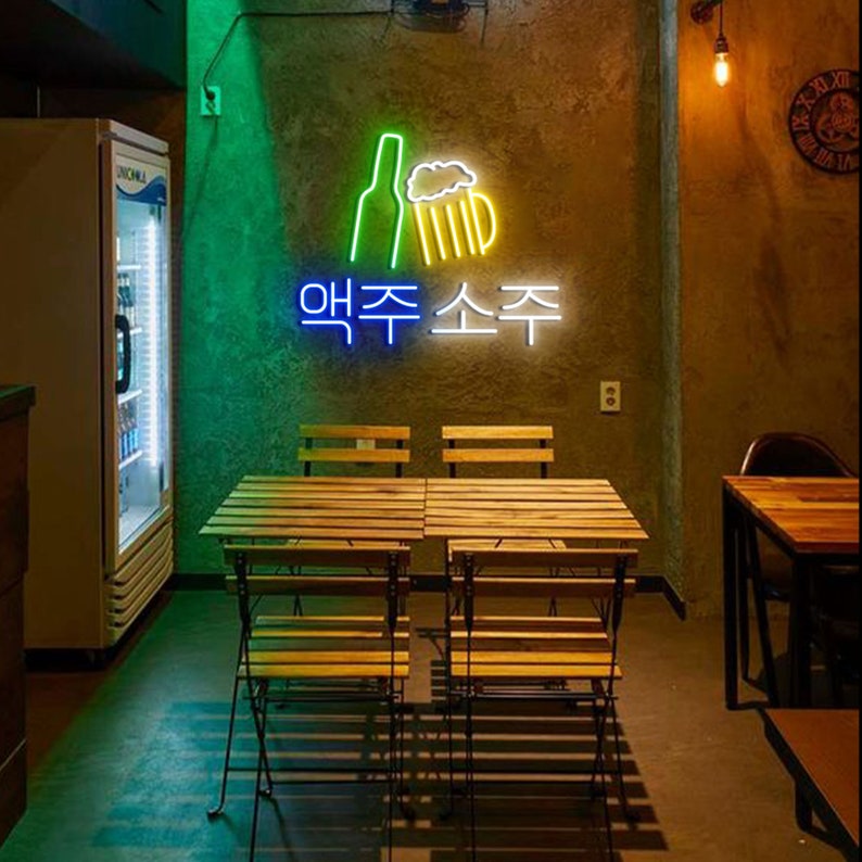 Korean Soju Neon Sign, Bar LED Sign Decor, Pub Beer Lights Sign,welcome ...
