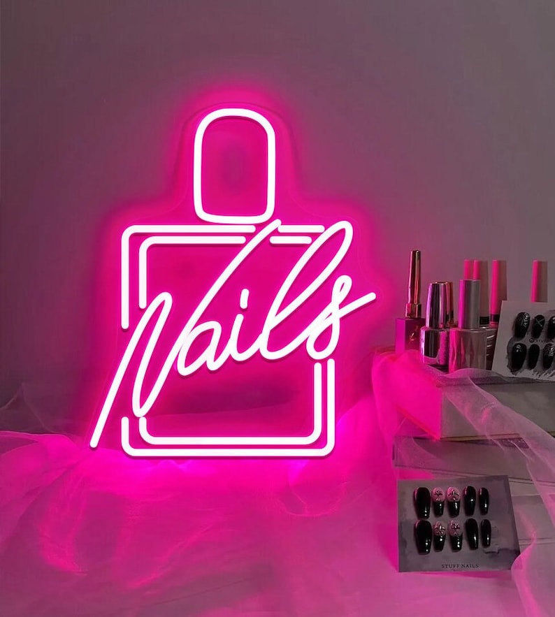 Nail Polish LED Neon Sign,nail Neon Lights Wall,nail Custom Business ...