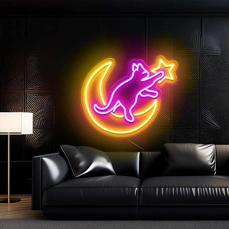 Cat Moon Phases Neon Sign, Cat LED Neon, Moon Phases Neon Sign, Cat ...