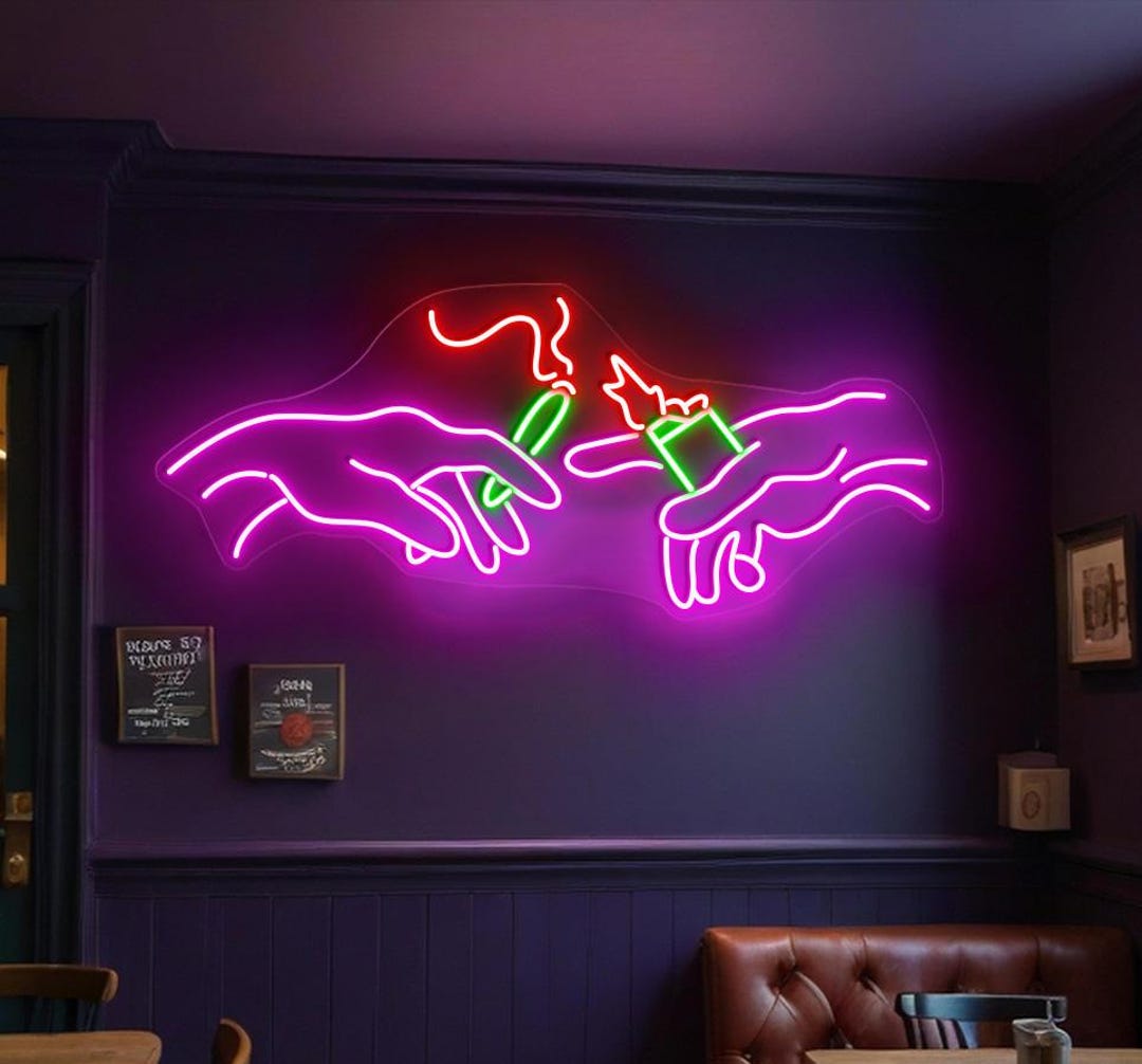 Smoking Neon Sign, Cigarette Neon Sign, Tobacco Neon Sign, Smoking Hand ...
