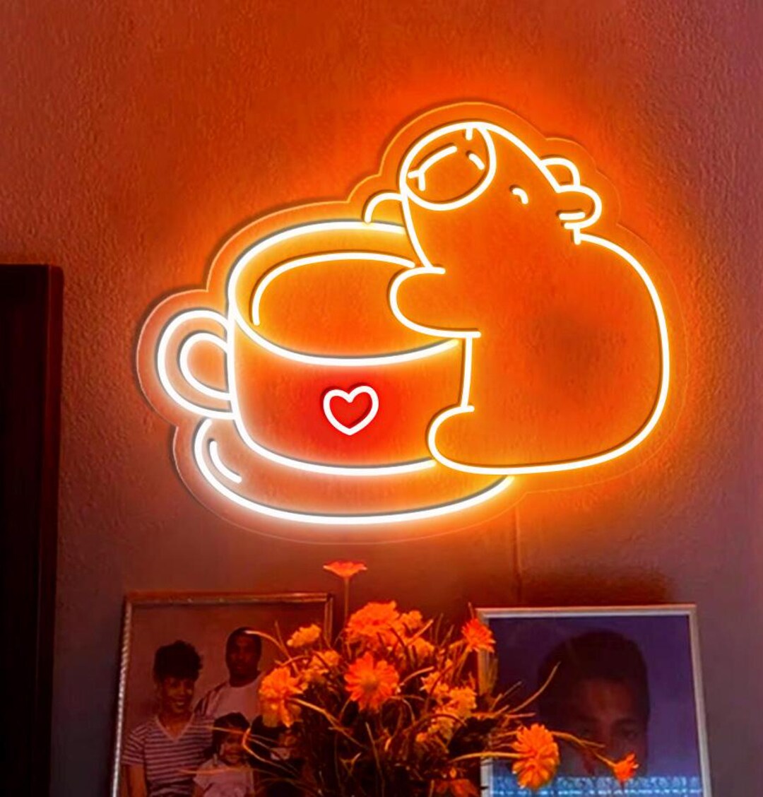 Capybara Coffee Neon Sign, Capybara LED Sign, Animal Coffee Neon Sign ...