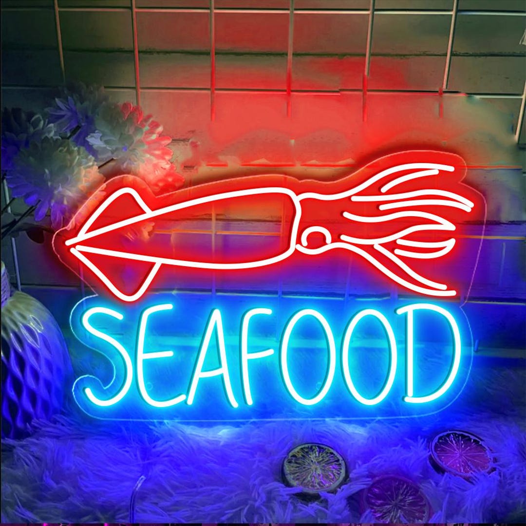 Squid Neon Sign, Seafood Market Led Sign, Animal Neon Sign, Cuttle Neon ...