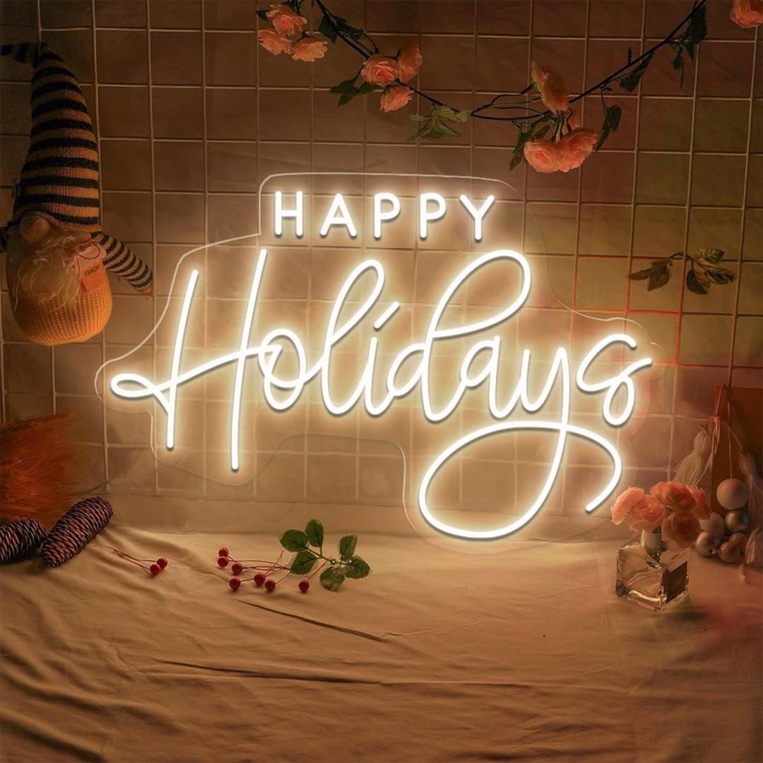 Happy Holiday Neon Sign,merry Christmas Neon Led,xmas Light Up ...