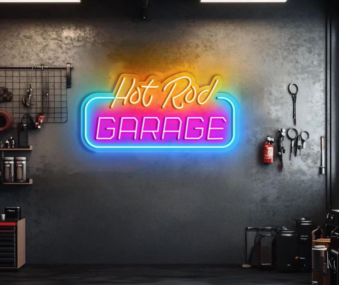 Hot Rod Garage Neon Sign, Vintage Hot Rod Neon LED, Fixing Car Neon ...