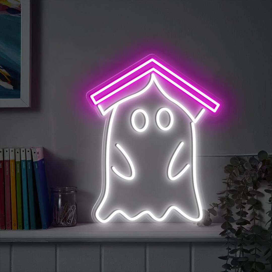 Ghost Book Neon Sign,ghost Nerd LED Sign,halloween Library Neon Sign ...