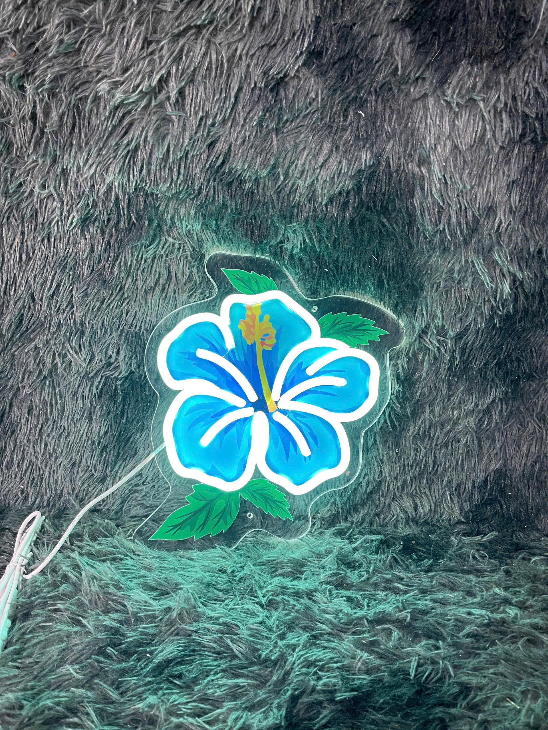 Hibiscus Neon Sign,pink Tropical Flower With Yellow Stame,plant Garden ...