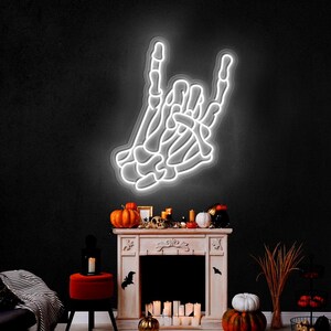 Skull Hand Neon Sign, Skeleton Neon Sign, Ghost Hand Neon Sign ...