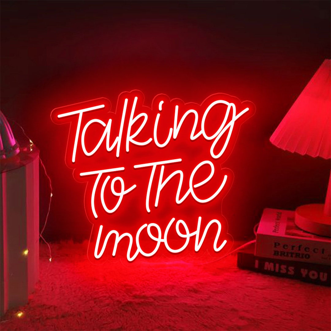 Talking to the Moon Neon Sign, Moon LED Sign, Sky Night Neon Sign ...