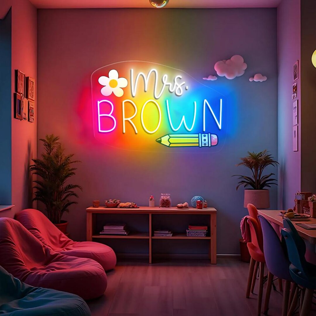 Teacher Gifts Personalized Neon, Custom Name Teacher Neon Sign, Gift ...