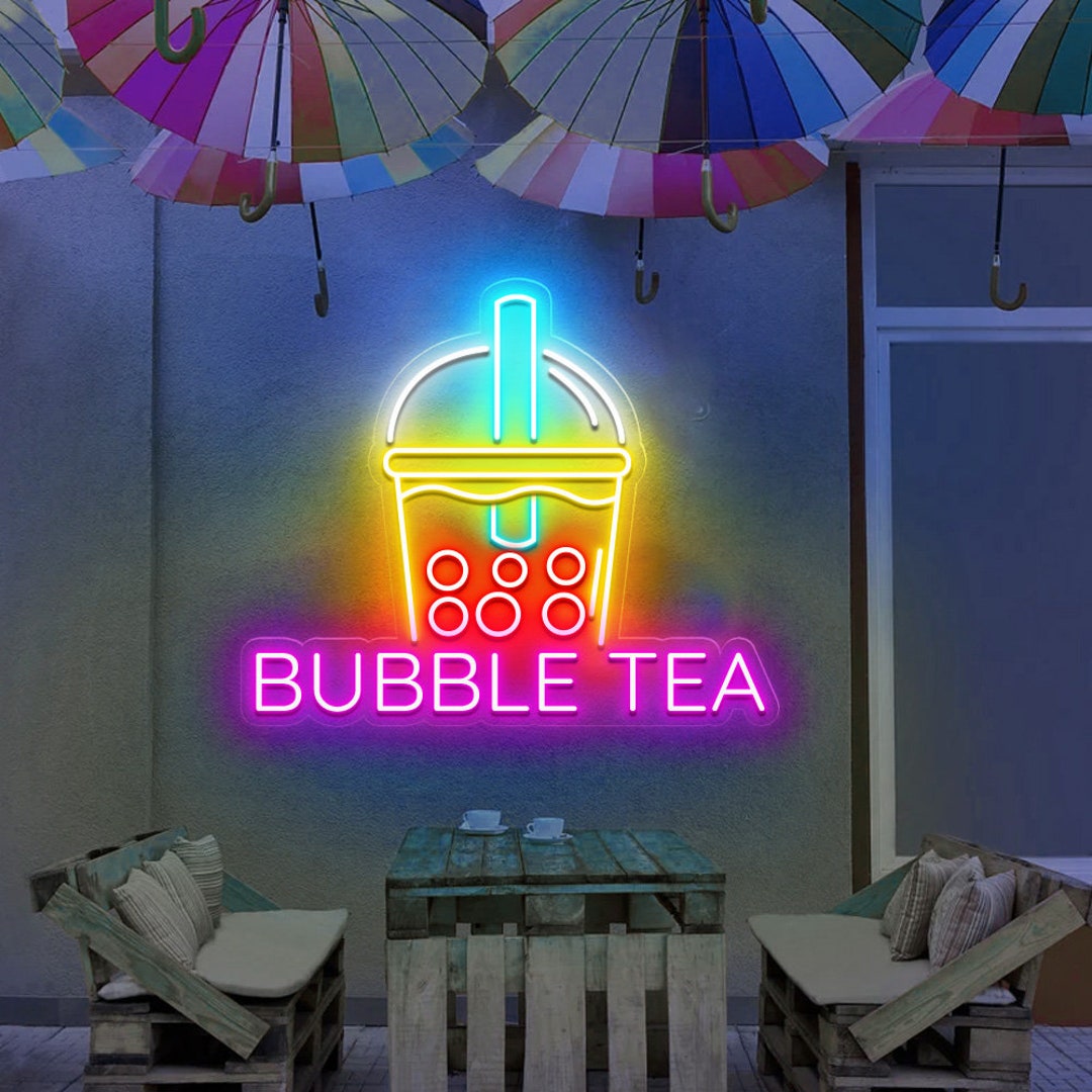Neon Sign Boba Tea, Neon Sign Bubble Tea, Custom Neon Lights, Pink Neon ...