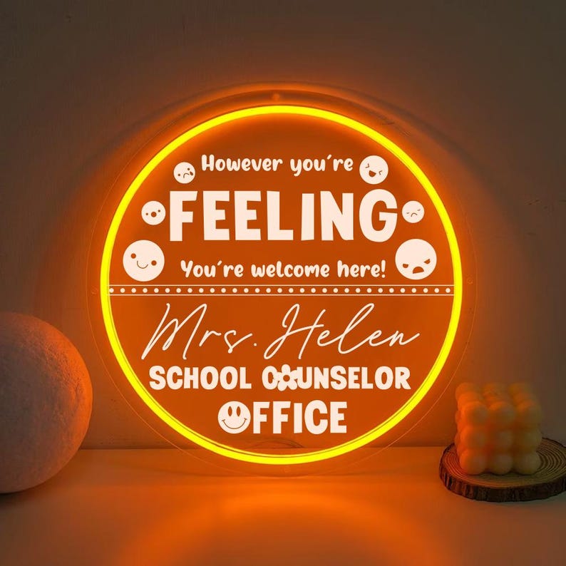 School Counselor Name Neon, Teacher Appreciation Gifts, Personalized ...