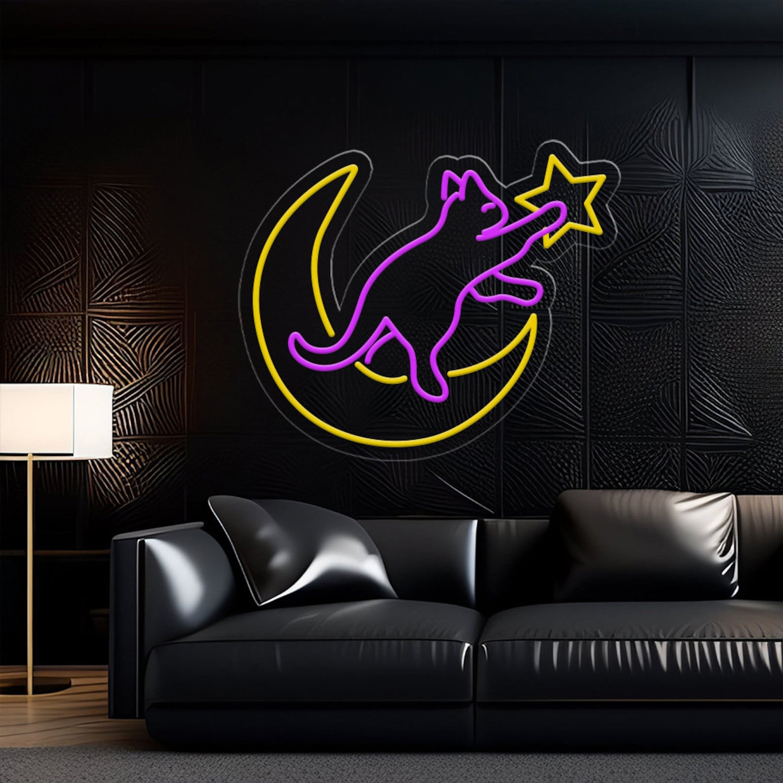 Cat Moon Phases Neon Sign, Cat LED Neon, Moon Phases Neon Sign, Cat ...
