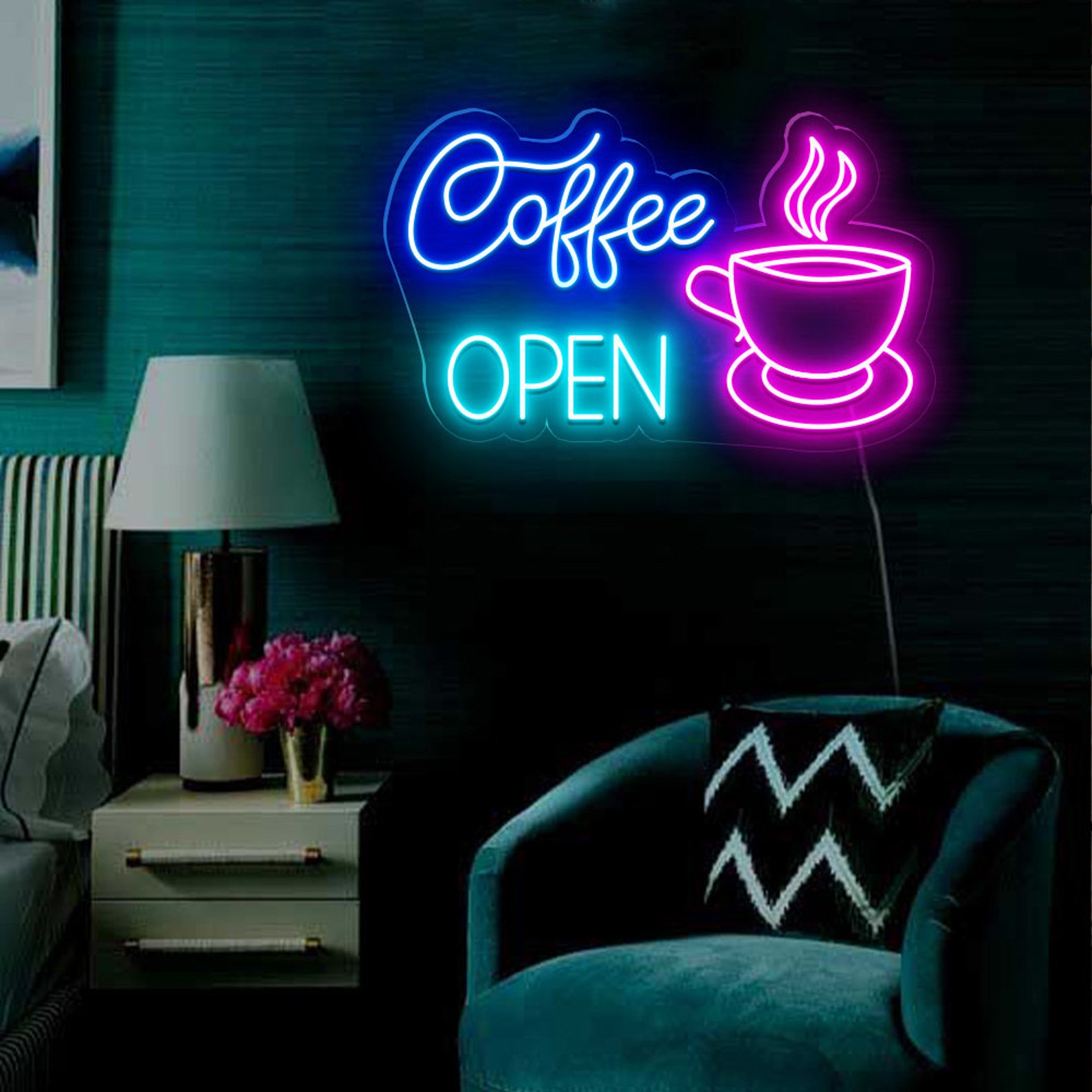 Open Coffee Neon Signs,kitchen Led,personalized Coffee Sign,club Cafe ...