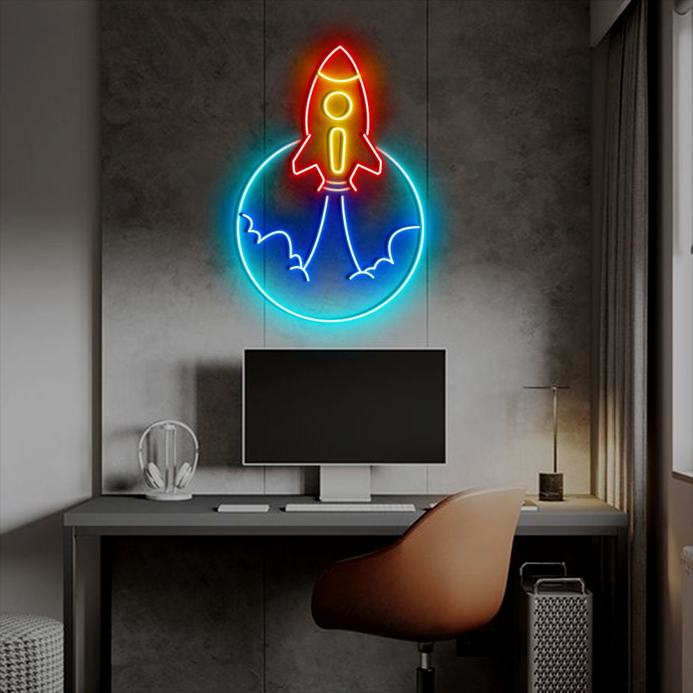 Spaceship Launch Neon Sign,astronaut/galaxy/space/sky Neon Sign ...