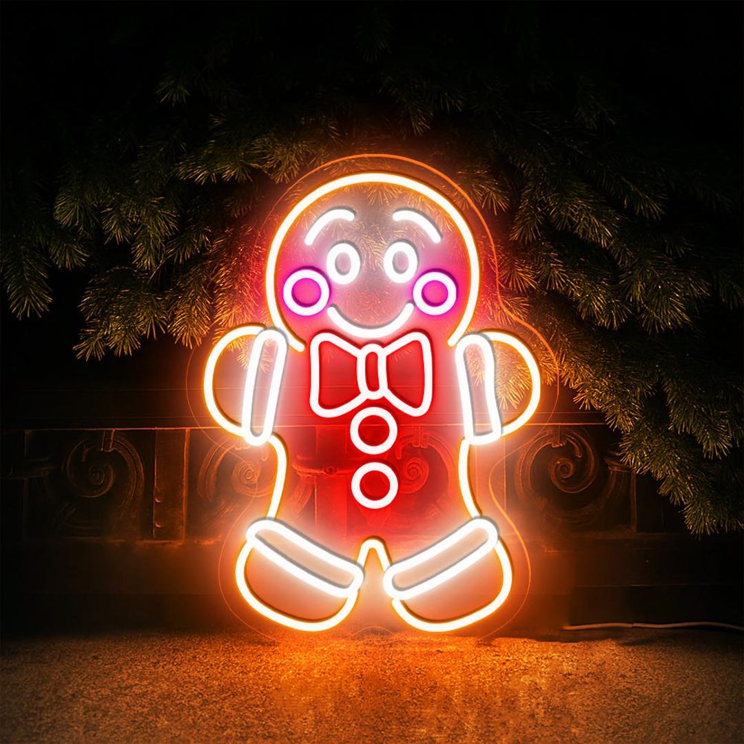 Gingerbread Man Neon Sign, Christmas Neon Gift, Christmas Toddle Neon ...