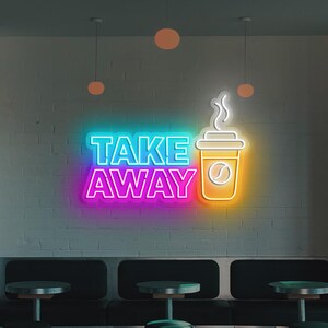 Coffee Neon Sign,take Away Coffee Neon Sign,kitchen Led,personalized ...