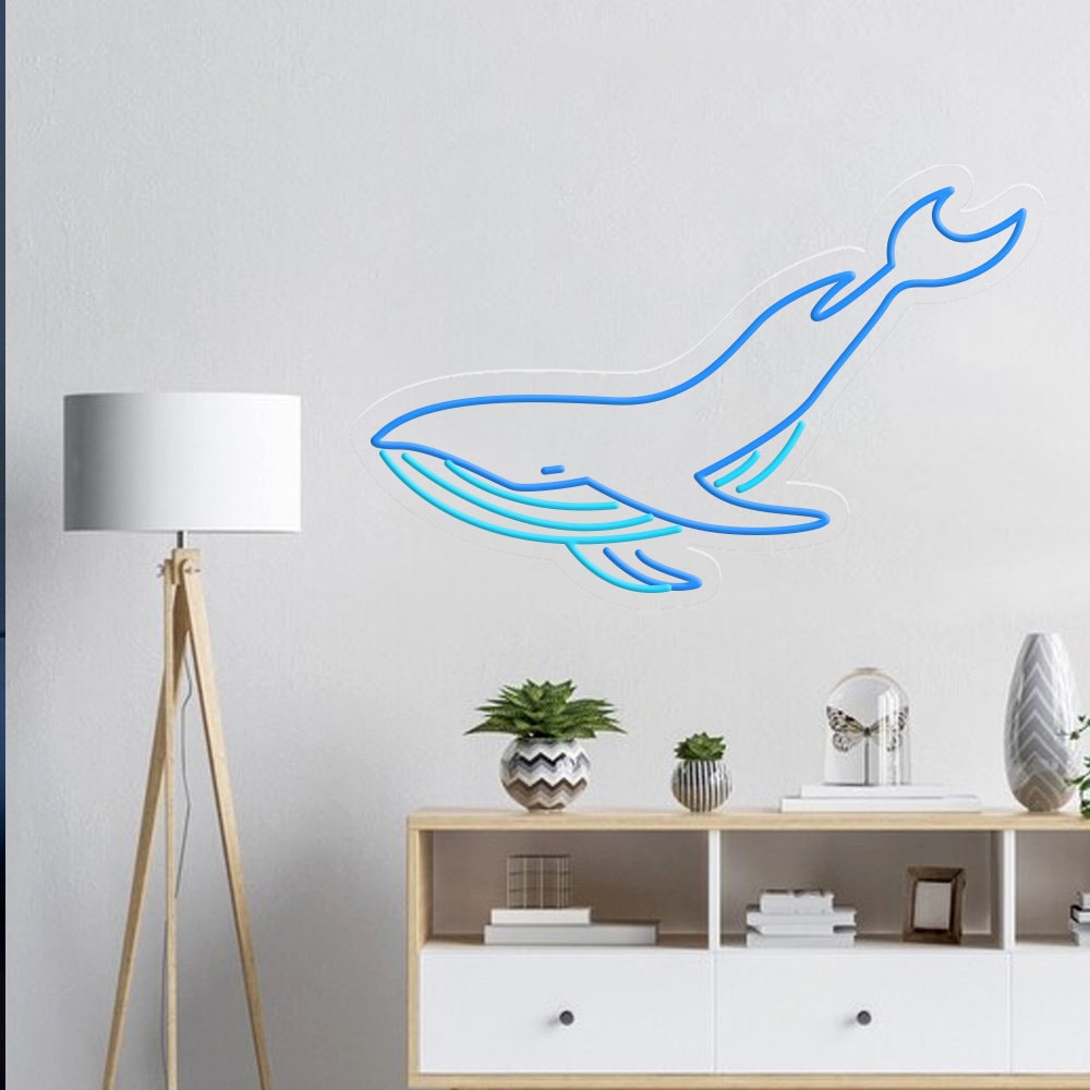 Blue Whale Neon Sign, Fish Neon Sign, Ocean Beach Neon Sign, Sea Animal ...