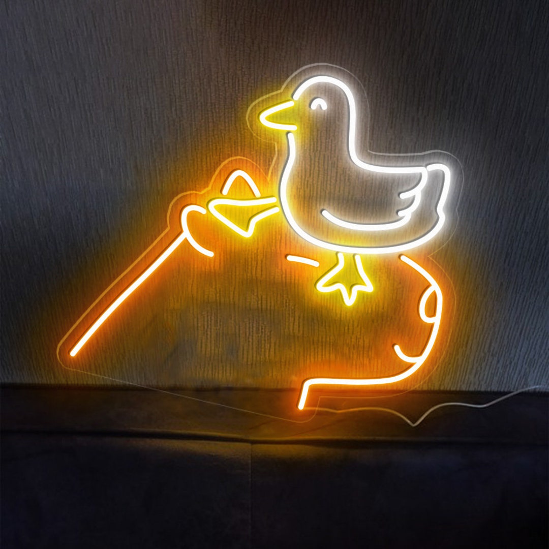 Kicking Duck Neon Sign, Capybara With Duck LED Sign, Duck Light Up ...