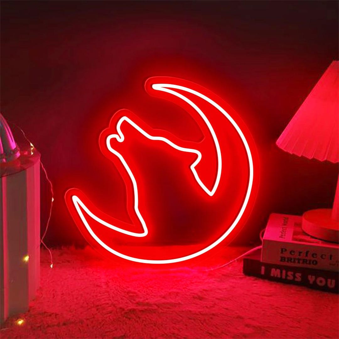 Wolf Moon Neon Sign, Halloween Night Neon LED, Custom Halloween Light ...