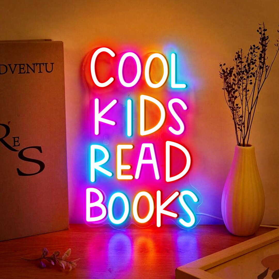 Library Neon Sign, Cool Kids Read Books Neon Sign, Coffee Book Light ...