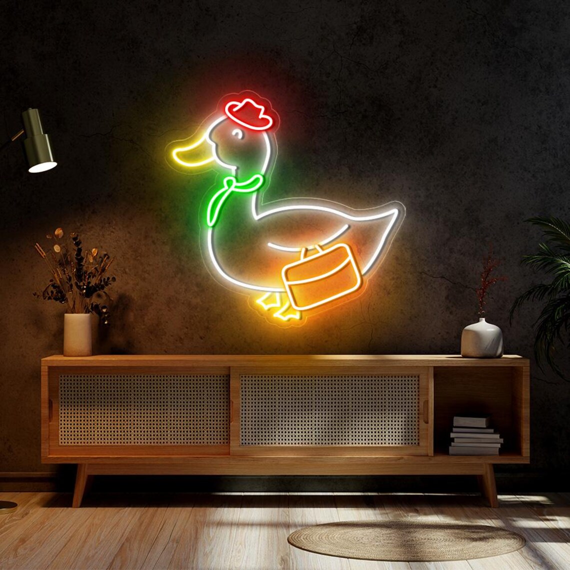 Custom Cowboy Duck LED Neon, Duck Cowboy Neon Sign, Duck Working Lights ...