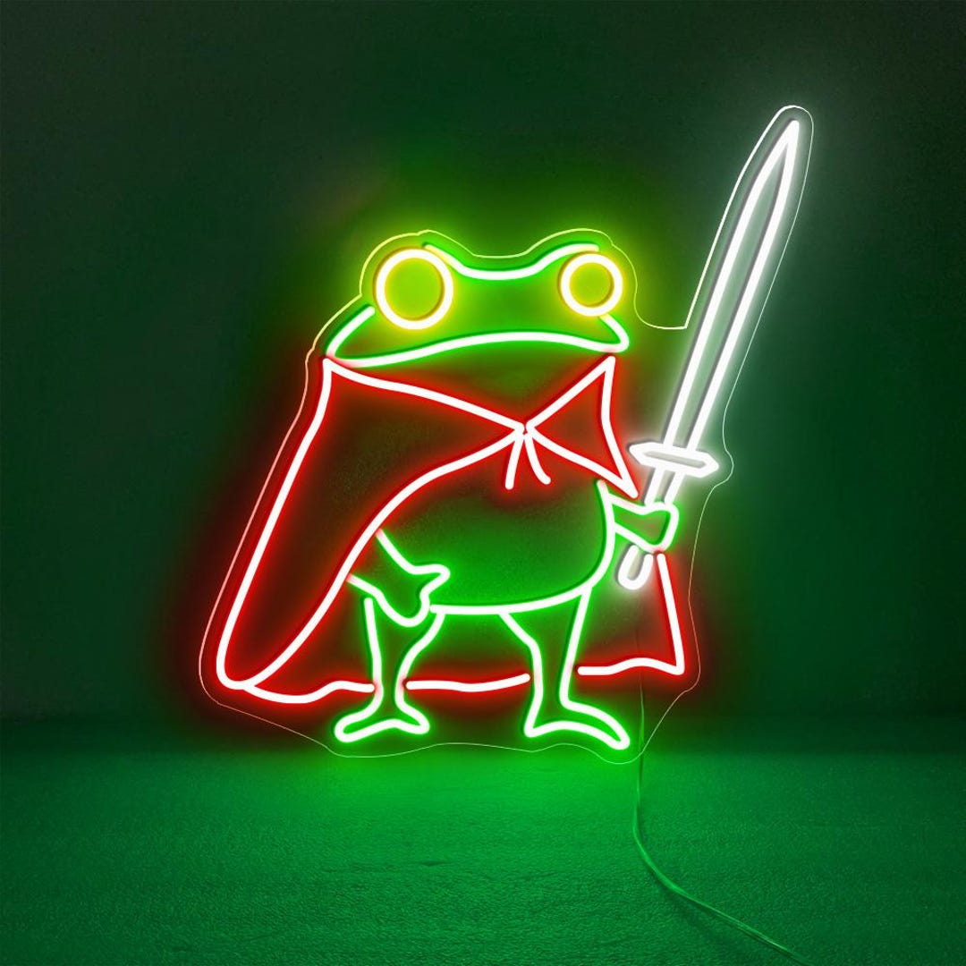 Frog Prince Neon Sign, Frog Sword Cloak Neon Sign, Frog Combatant Neon ...