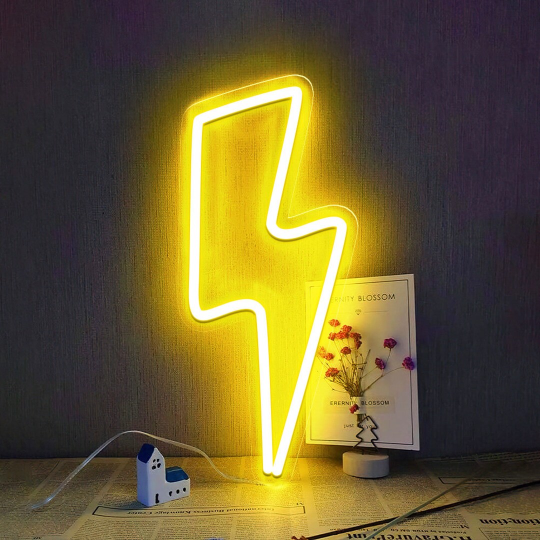 Lightning Bolt Neon Light, Lightning Neon Sign, Thunder LED Sign, Bar ...