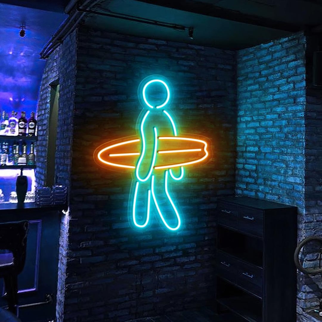Surfer Neon Sign, Surfing Areas LED Sign, Surf Boards Light Up, Surf ...