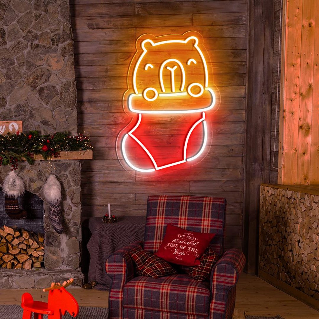 Capybara Christmas Neon Sign,capybara LED Sign,christmas Sock Led,funny ...