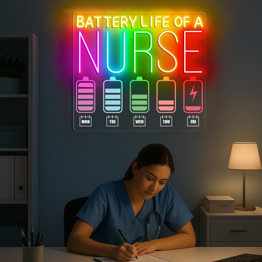 Battery Life of A Nurse Neon Sign, School Nurse Neon, Nurse Life Neon ...