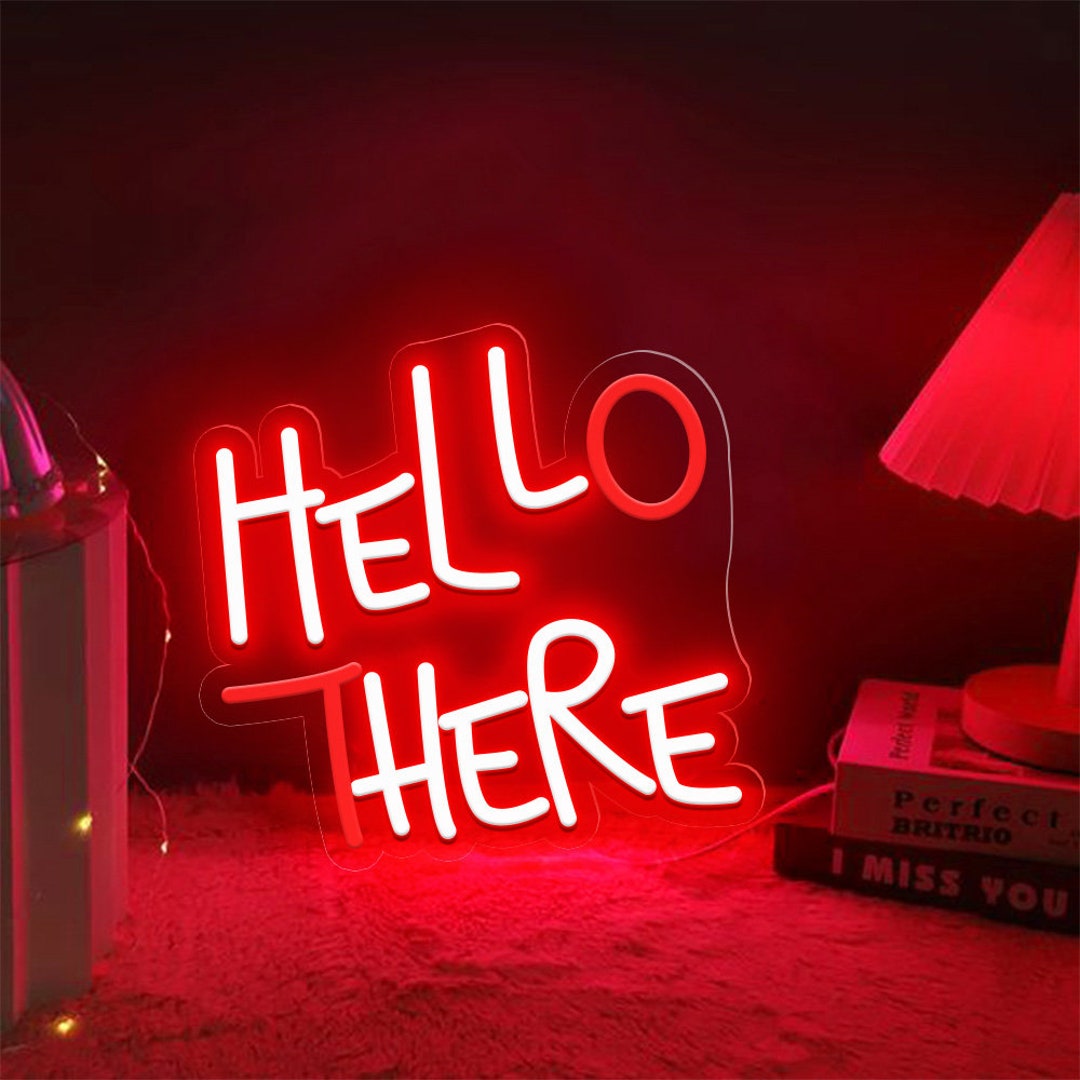 Hello There Hell Here Neon Signs, Bedroom LED Light Sign Custom Signs ...