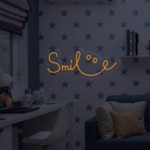 Smile Neon Sign, Happy Face Neon Sign, Smile Coffee LED Sign ...