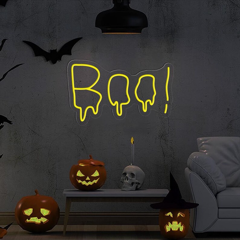 Boo Neon Sign, Dripping Text Neon Sign, Sweat Text Neon Sign, Custom ...