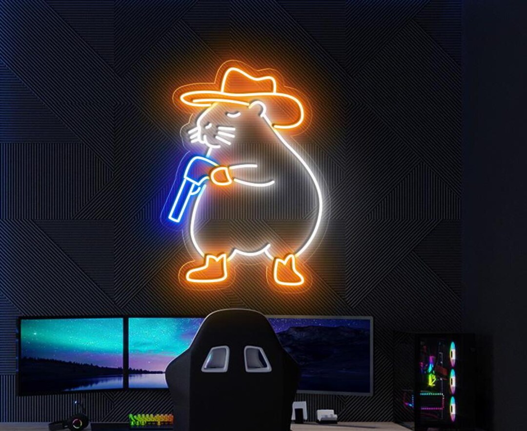Capybara Cowboy Neon Sign, Capybara LED Sign, Animal Cowboy Neon Sign ...