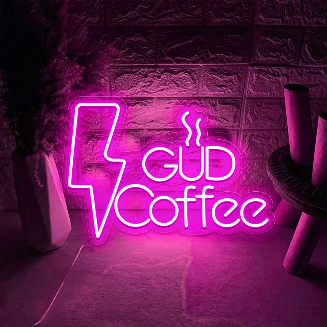 Gud Thunder Coffee Sign,custom Coffee Store Neon Sign,open Coffee LED ...