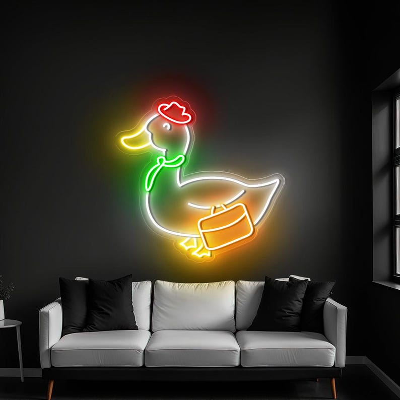 Custom Cowboy Duck LED Neon, Duck Cowboy Neon Sign, Duck Working Lights ...