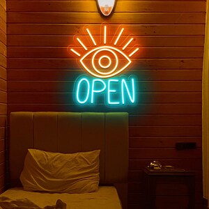 Eye Open Neon Sign, Open Neon Sign, Restaurant LED Lights, Bar LED Neon ...