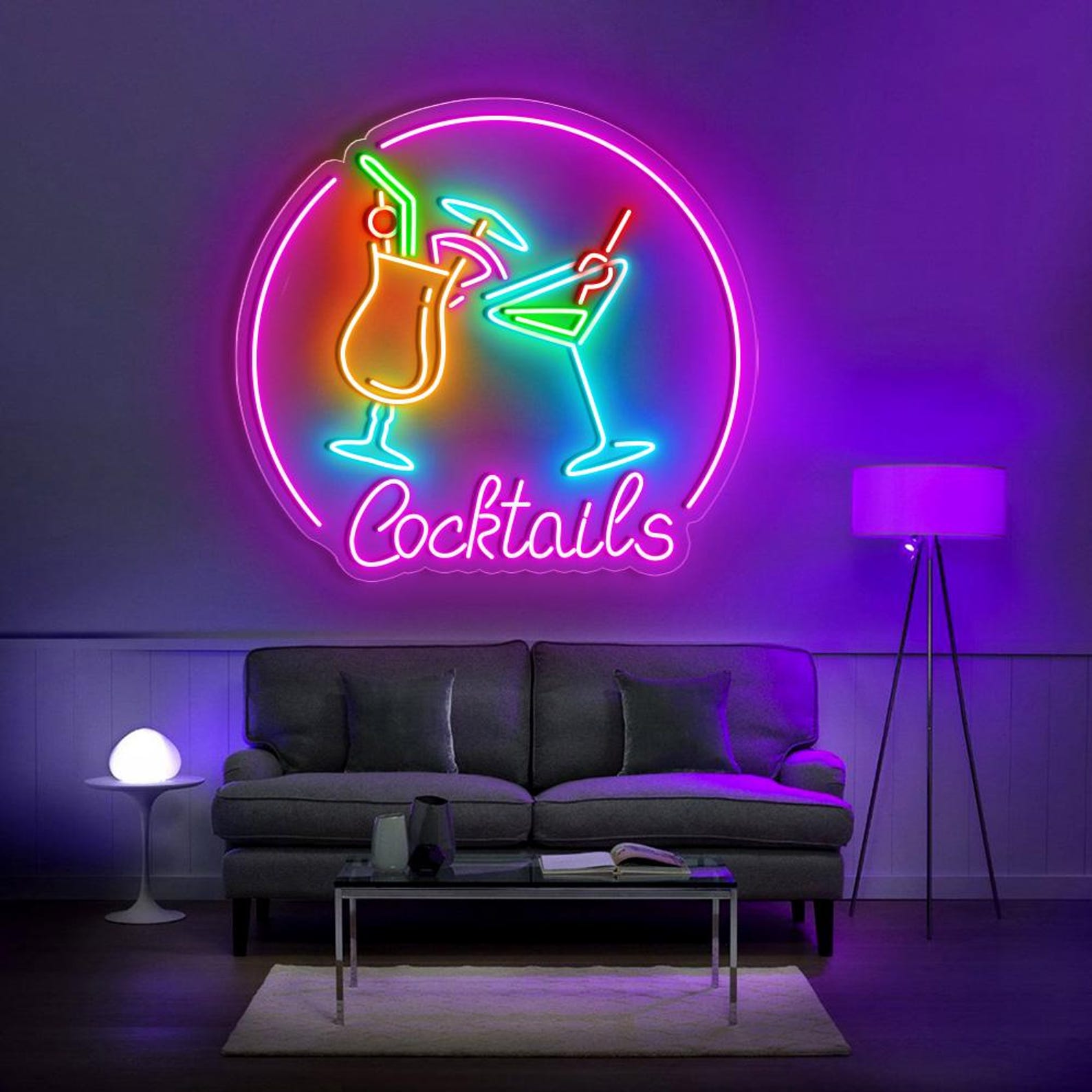 Cocktails Neon Sign, Martini LED Neon Sign, Martini Glass Neon Sign,pub ...
