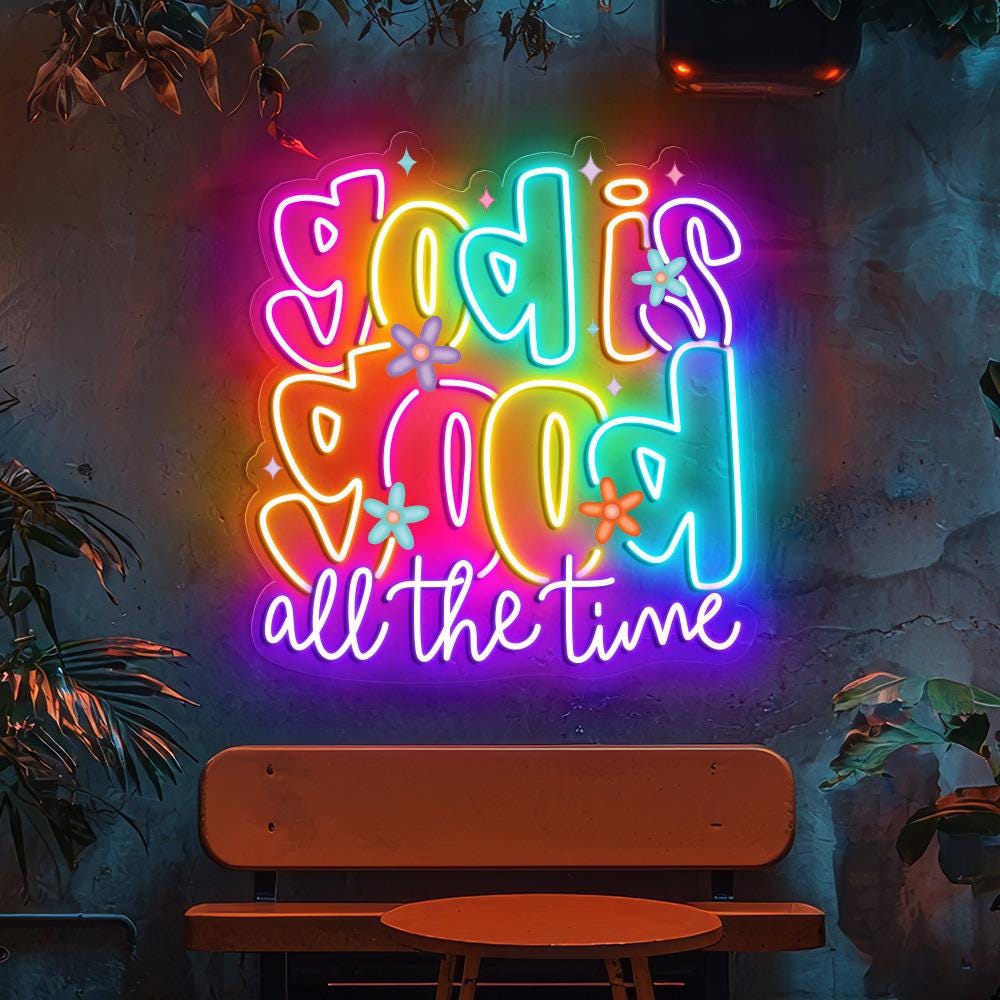 God is Good All the Time Neon Sign, Preppy Christian Neon Gifts, Bible ...